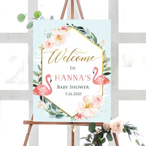 Flamingo Baby Shower Welcome Sign Girl Baby Shower Sign - Etsy