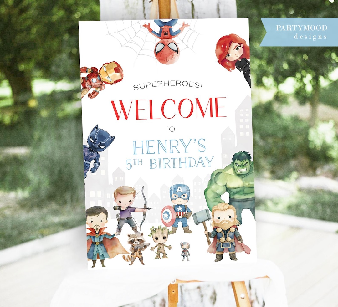 Superheroes Welcome Sign, Avengers Birthday Sign Reception, Avengers ...