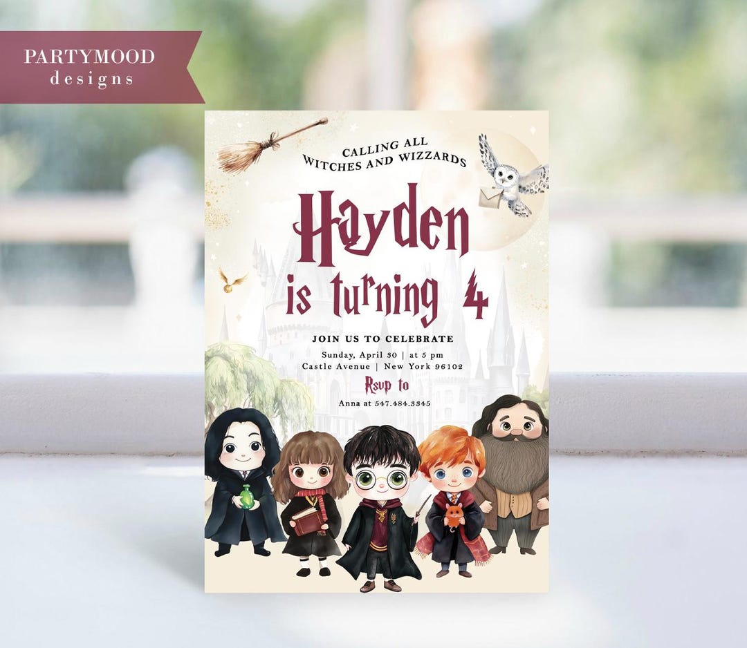 Editable Harry Potter Birthday Invitation, Wizards Witches Magical ...