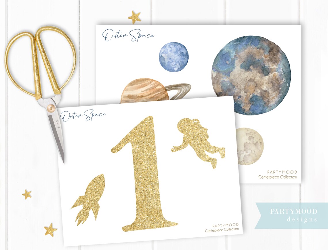 Space Centerpieces Cake Toppers Outer Space First Birthday - Etsy