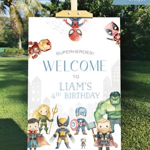 Superheroes Welcome Sign, Birthday Sign Reception, Avengers Decor ...