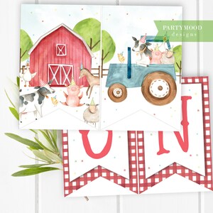 Farm ONE Banner, Highchair Banner, Farm Animals, Boy First Birthday ...