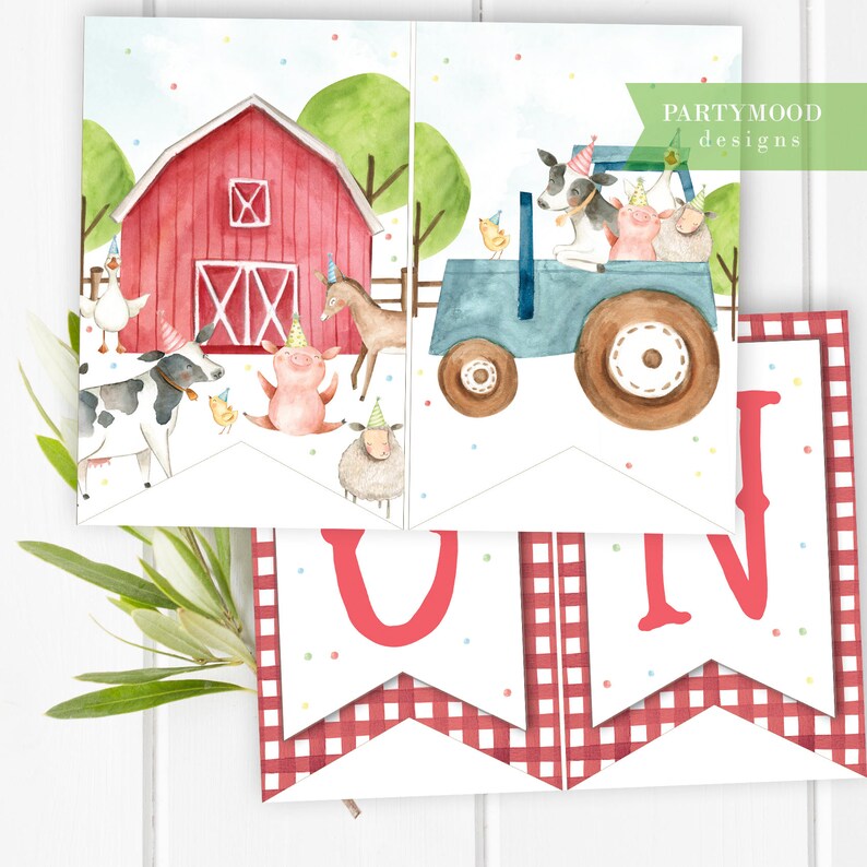 Farm ONE Banner Highchair Banner Farm Animals Boy First - Etsy