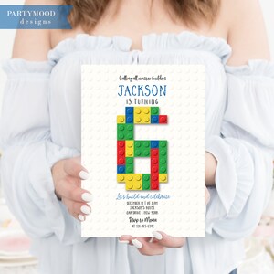 Editable Building Blocks Invitation, Blocks Birthday Party, Building ...