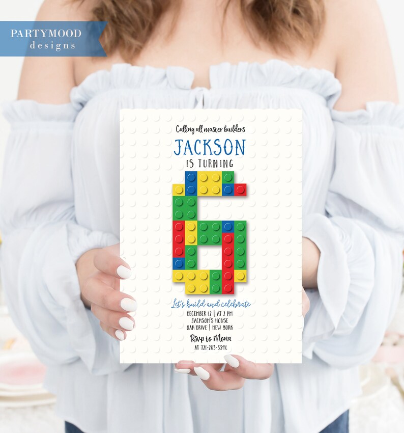 Editable Building Blocks Invitation, Blocks Birthday Party, Building ...