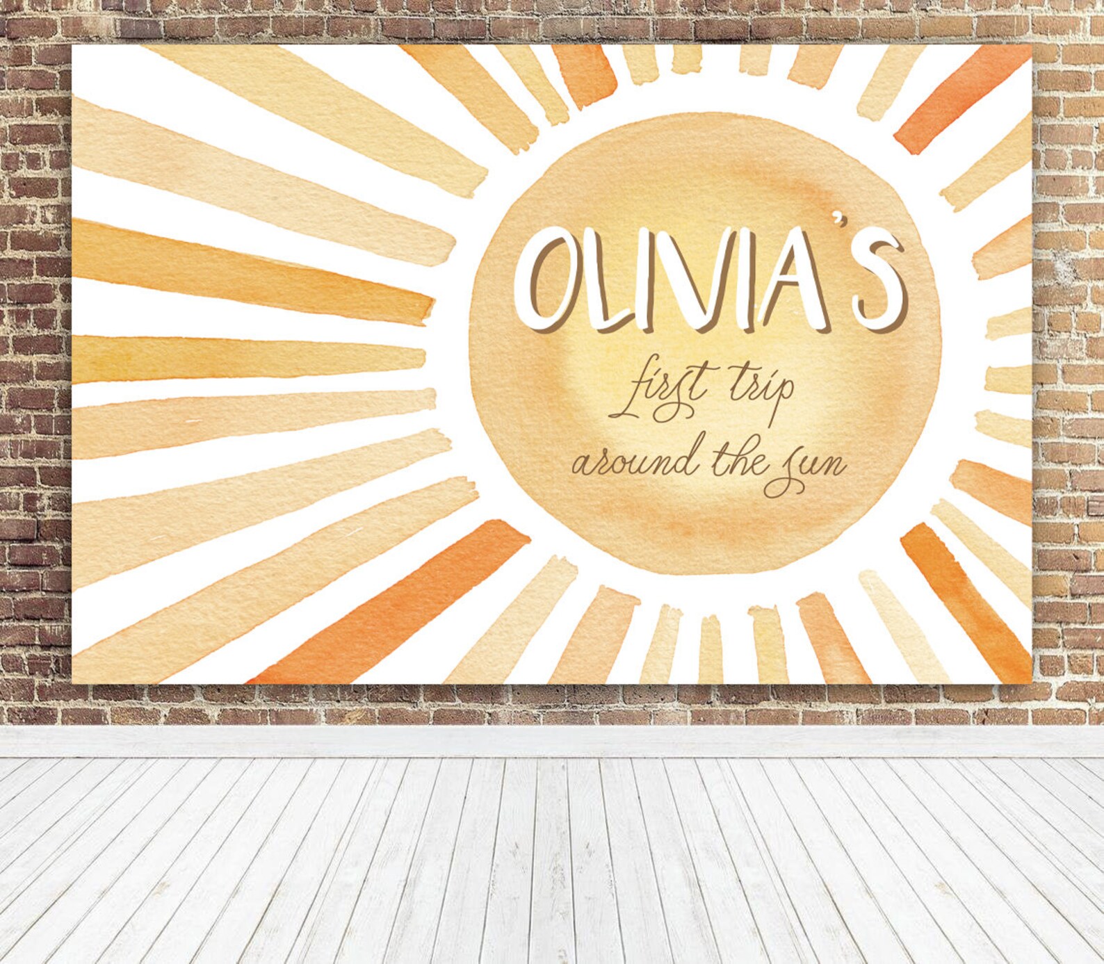 First Trip Around the Sun Backdrop, Editable, Sunshine Birthday Party ...