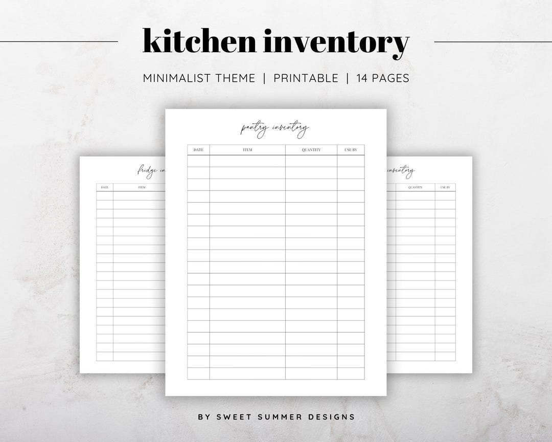 Kitchen Inventory Bundle Printable | 14 Minimalist Pantry, Fridge ...