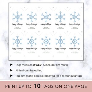 Snowflake Christmas Gift Tag Printable, Editable Christmas Gift Tag ...