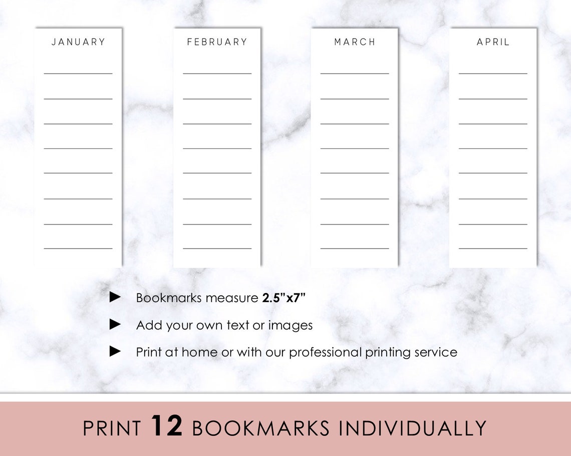 Monthly Reading List Printable Bookmark, Book Review Bookmark, Bookmark ...
