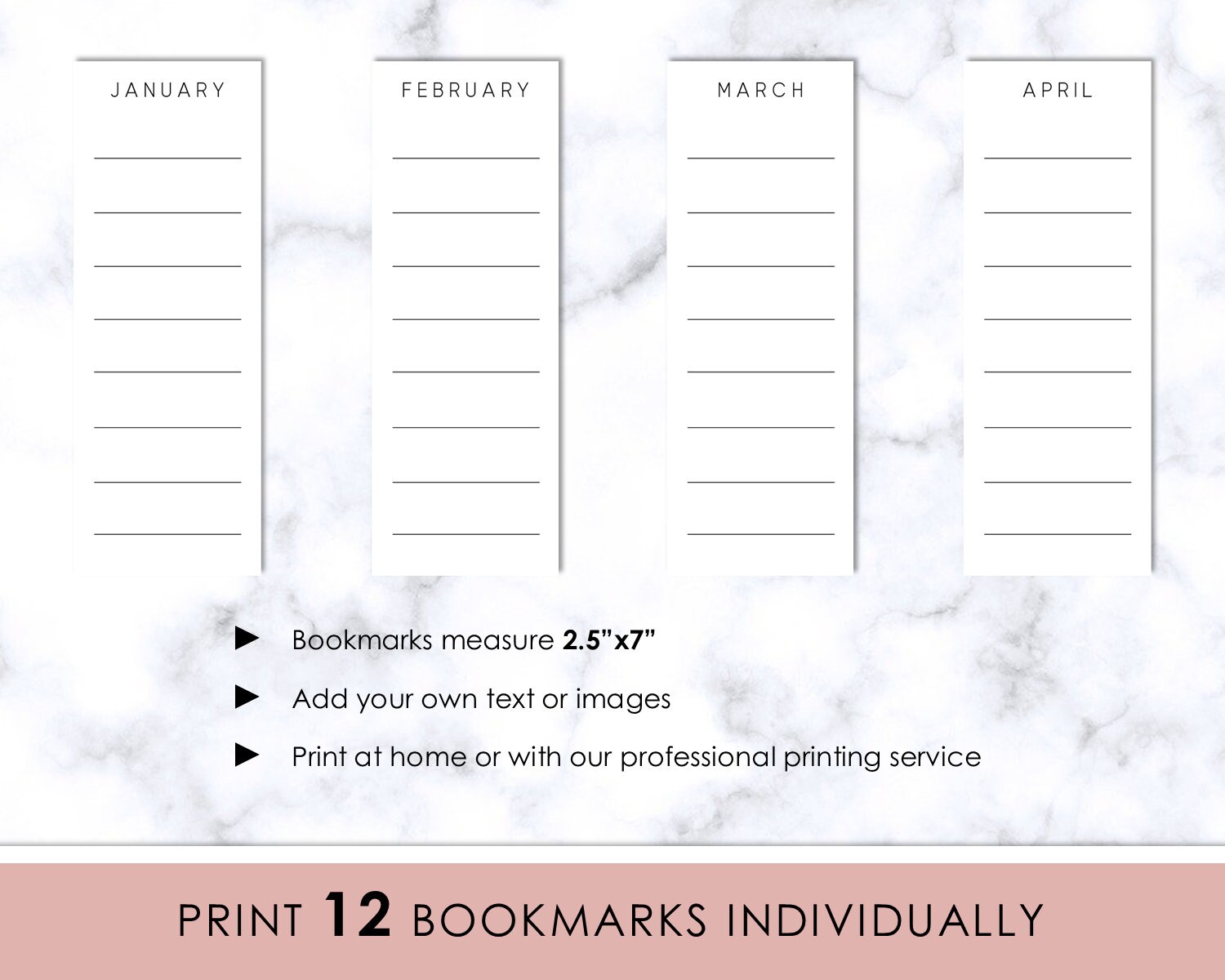 Monthly Reading List Printable Bookmark, Book Review Bookmark, Bookmark ...