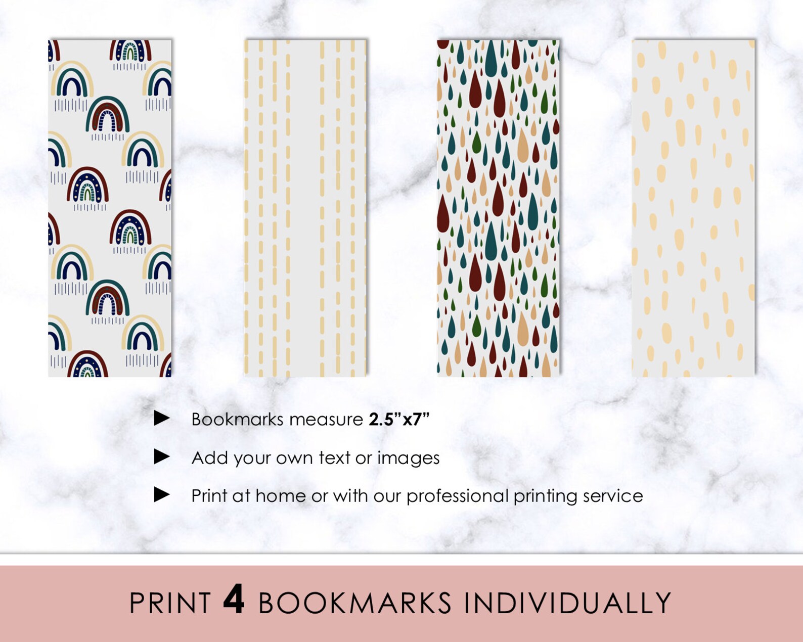 Boho Rainbow Editable Printable Bookmark Boho Rainbow - Etsy