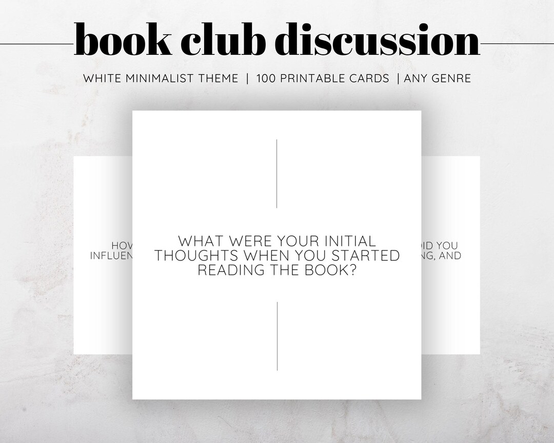 100 Minimalist White Book Club Questions Printable, Book Club ...