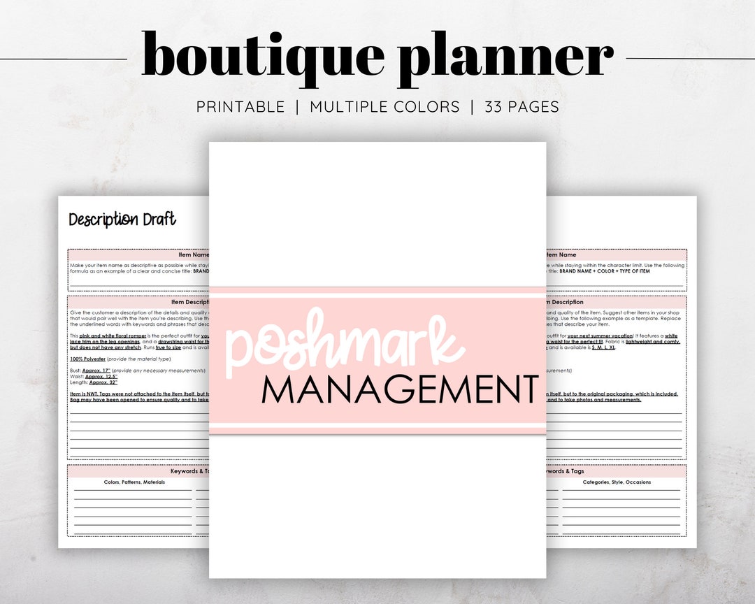 Online Shop Printable Planner, Boutique Planner, Reseller Planner ...