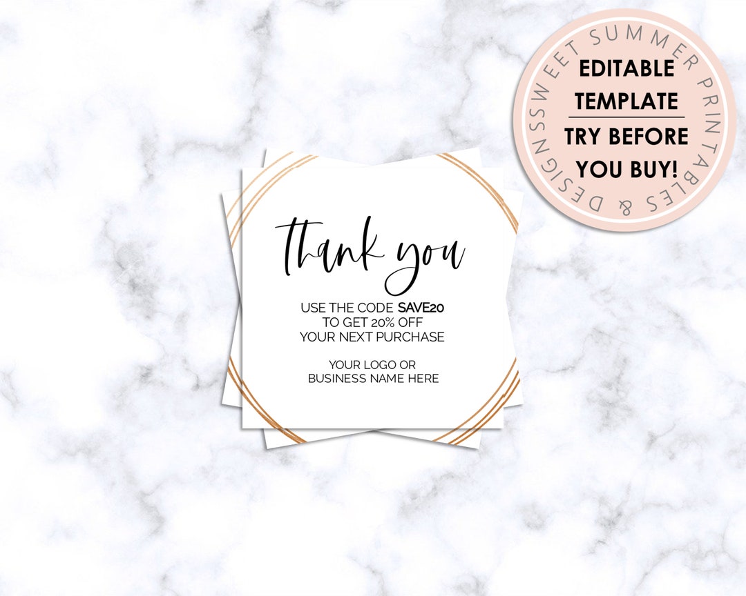 Gold Rings Thank You Coupon Inserts, Reseller Thank You Coupon Template ...