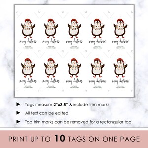 Penguin Christmas Gift Tag Printable, Editable Christmas Gift Tag ...