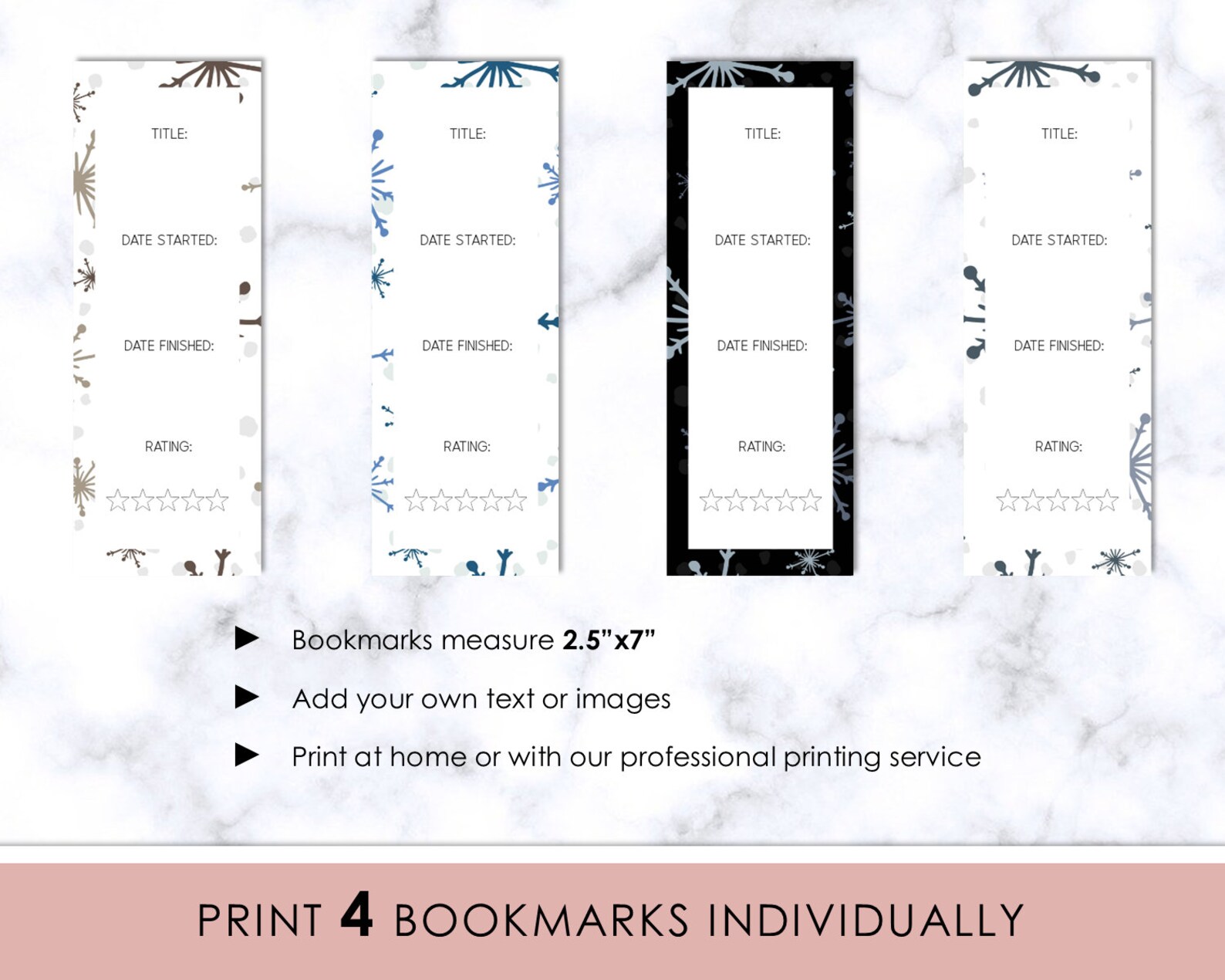 Snowflake Book Review Printable Bookmark, Book Review Bookmark ...