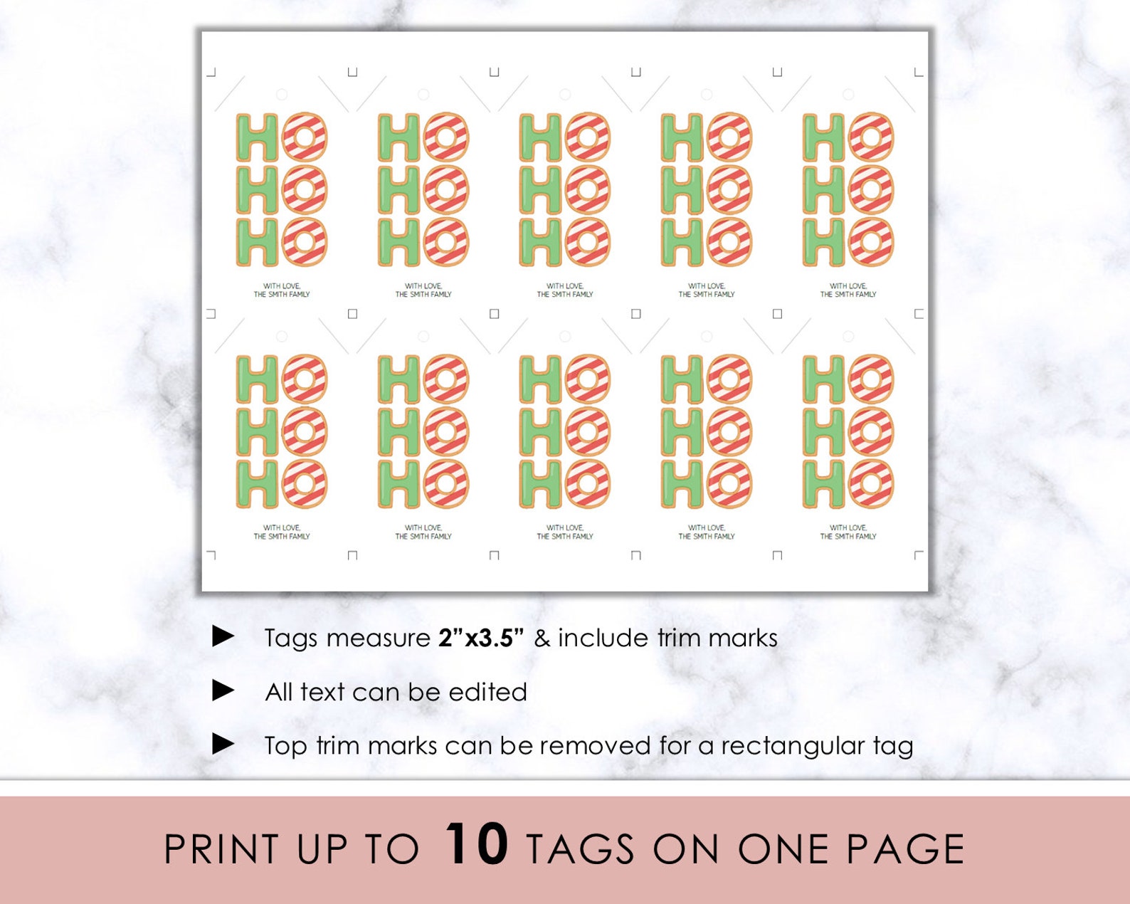 Ho Ho Ho Gift Tag Printable Editable Christmas Gift Tag - Etsy