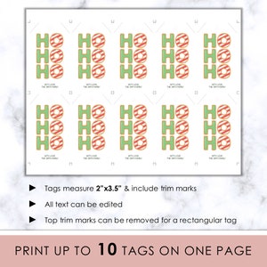 Ho Ho Ho Gift Tag Printable, Editable Christmas Gift Tag, Holiday Tag ...