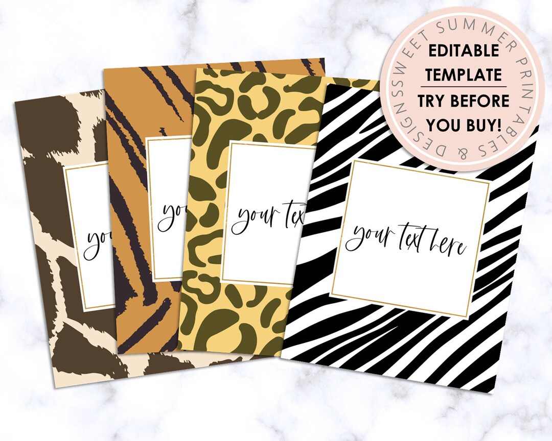 Animal Print Editable Binder Covers, Animal Template, Editable Binder ...