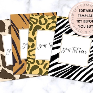 Animal Print Editable Binder Covers, Animal Template, Editable Binder ...