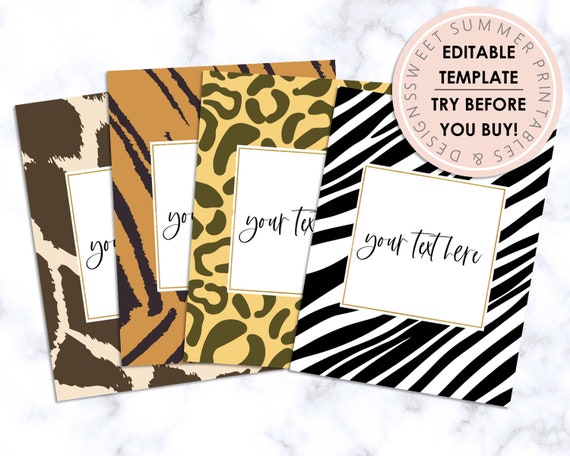 Animal Print Editable Binder Covers Animal Template Editable | Etsy