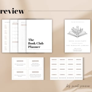 Minimalist Book Club Planner Printable, Reading Journal Printable ...