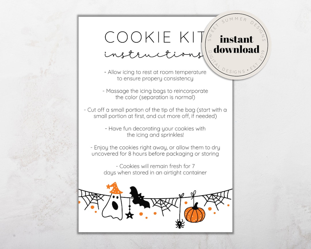 Ghost Web Printable Cookie Kit Instructions, Cookie Kit Directions Card ...