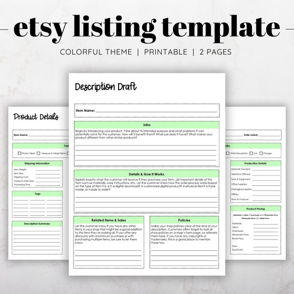 Description Template - Etsy