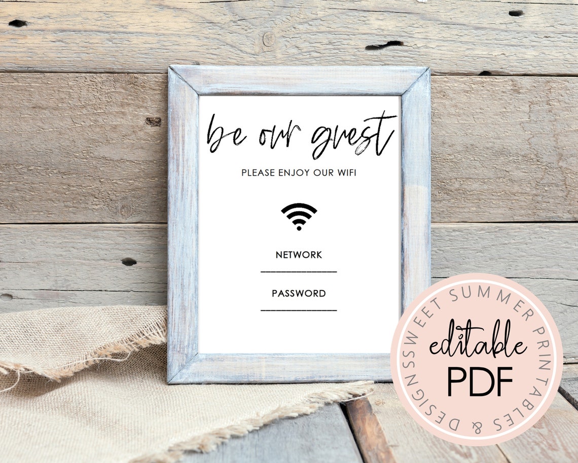 Be Our Guest Wifi Password Printable Sign Wifi Password Sign - Etsy