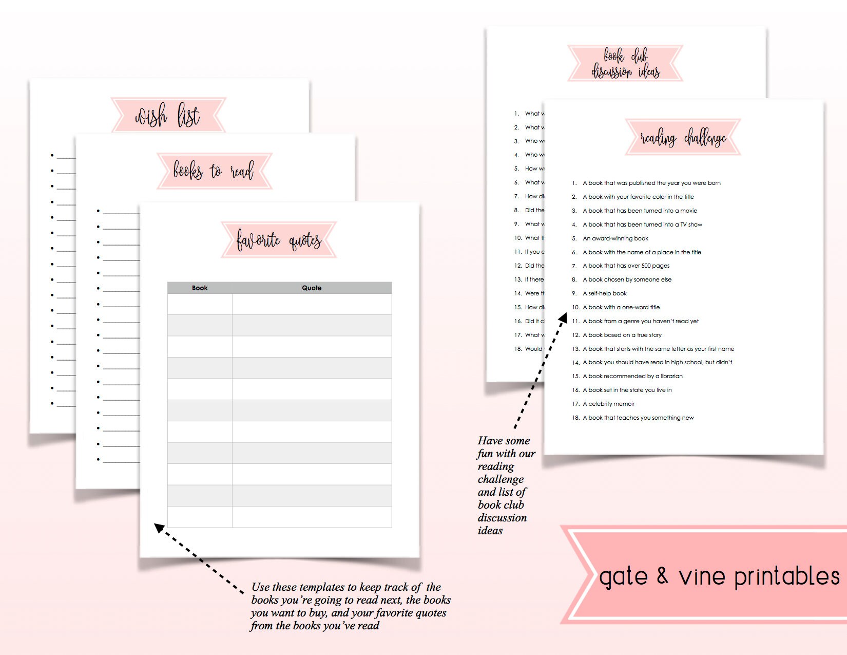 Reading Journal Printable Book Club Planner Printable | Etsy