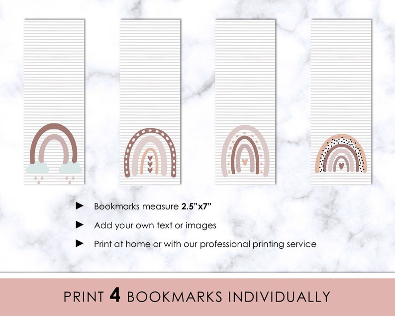 Pastel Rainbow Editable Printable Bookmark Rainbow Bookmark - Etsy