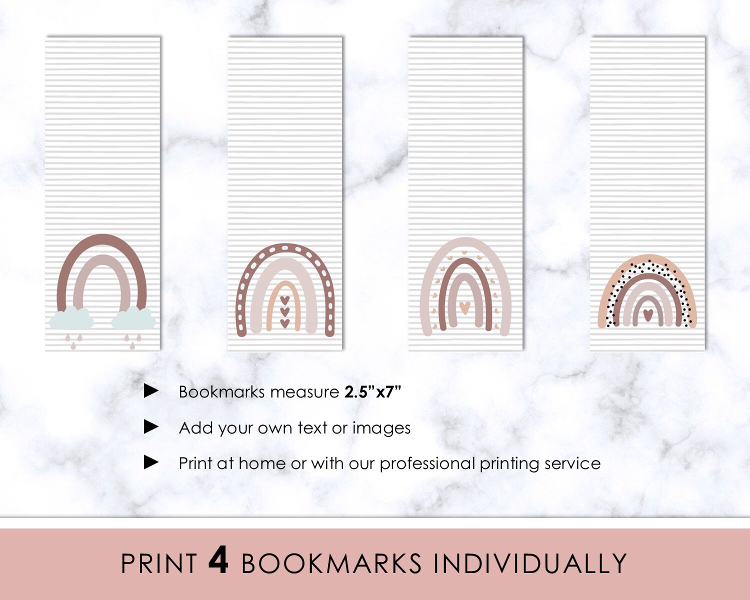 Pastel Rainbow Editable Printable Bookmark Rainbow Bookmark - Etsy