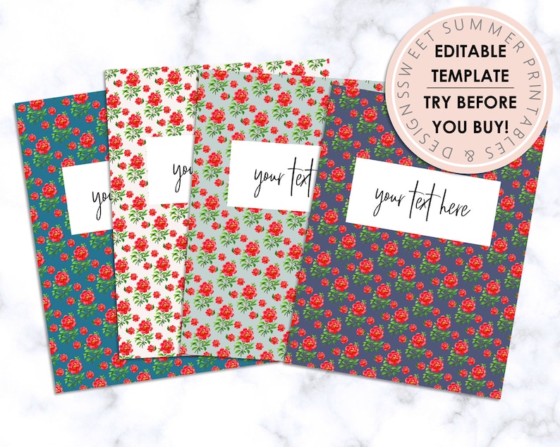 Floral Vintage Editable Binder Covers Vintage Template - Etsy