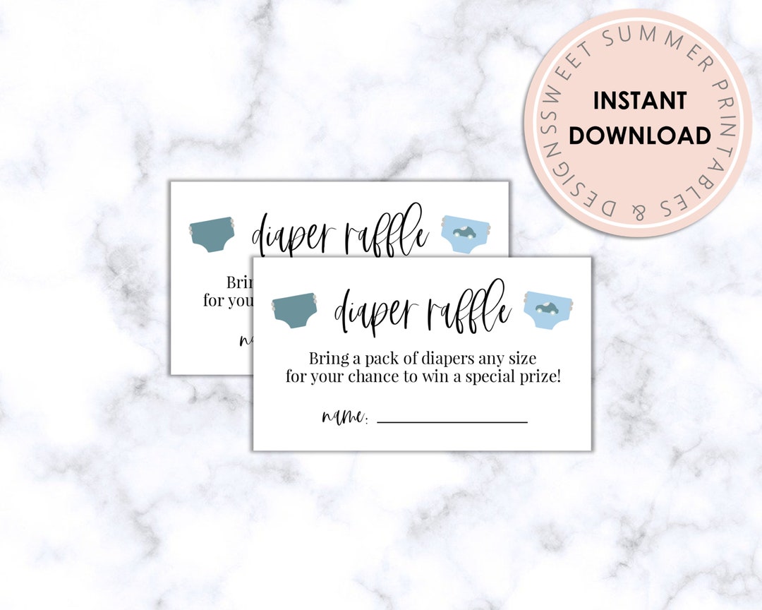 Diaper Raffle Printable Blue Diapers Tickets, Diaper Raffle Tickets ...