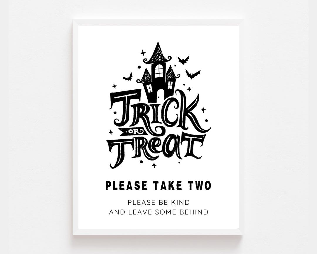 Trick or Treat Fun House Sign Printable, Trick or Treat Sign, Please ...