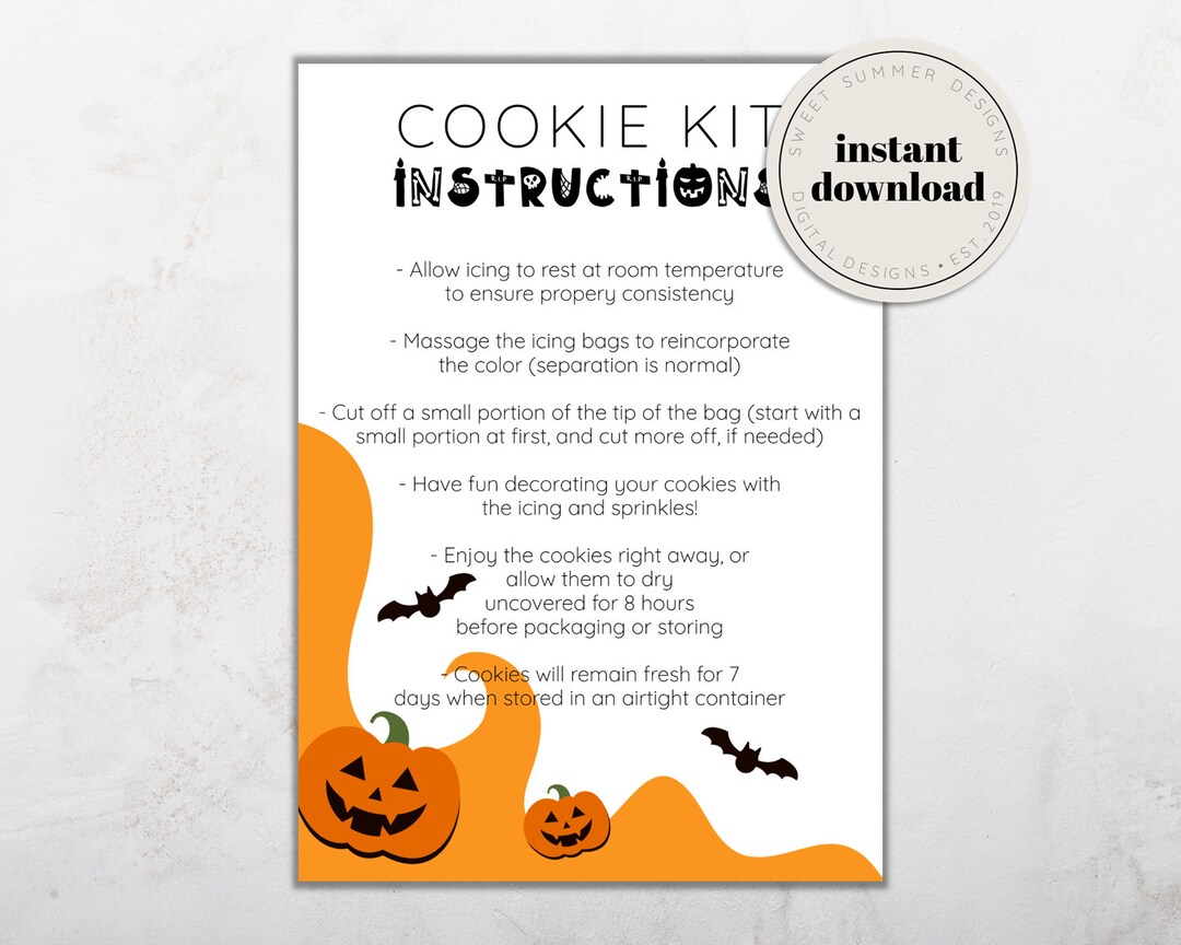 Pumpkin Wave Printable Cookie Kit Instructions, Cookie Kit Directions ...