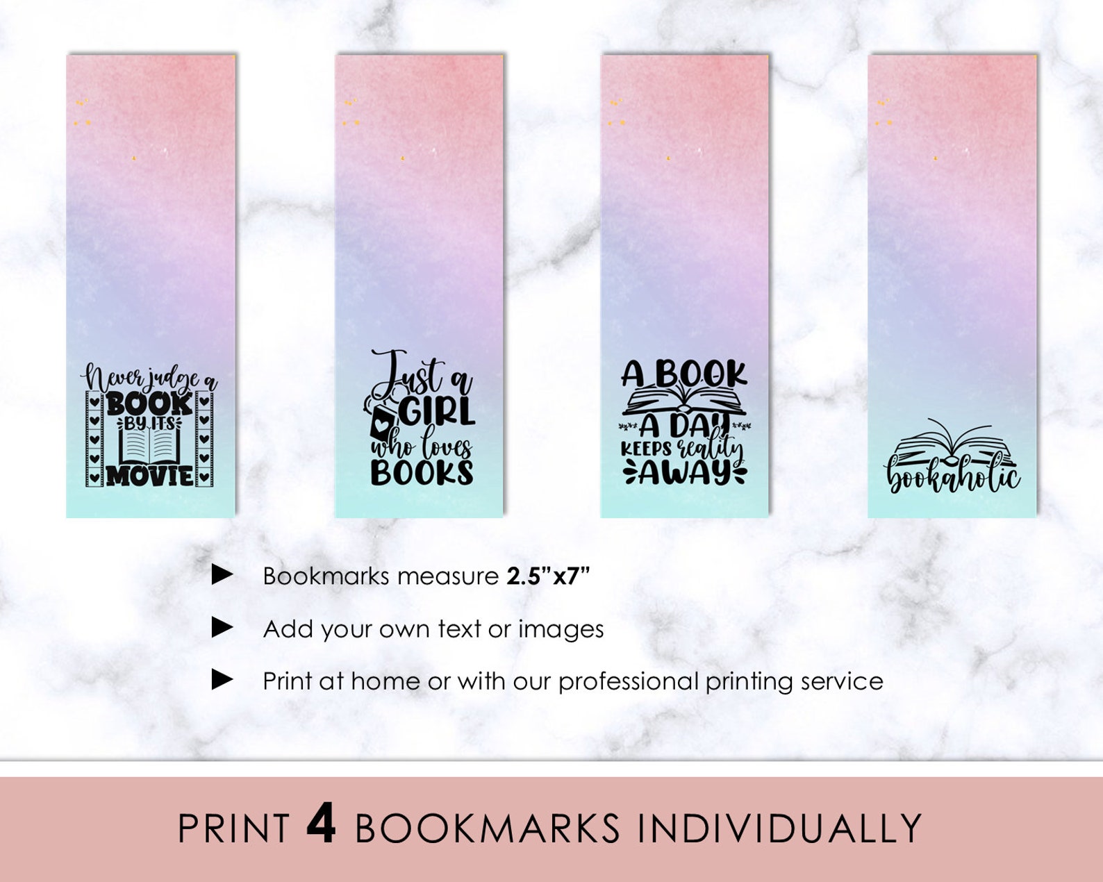 Book Lover Quotes Editable Printable Bookmark Bookworm - Etsy