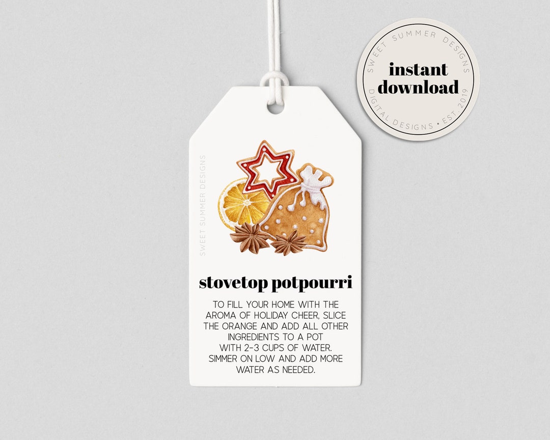 Orange Bell Cookies Stovetop Potpourri Tag Printable, Simmer Potpourri ...