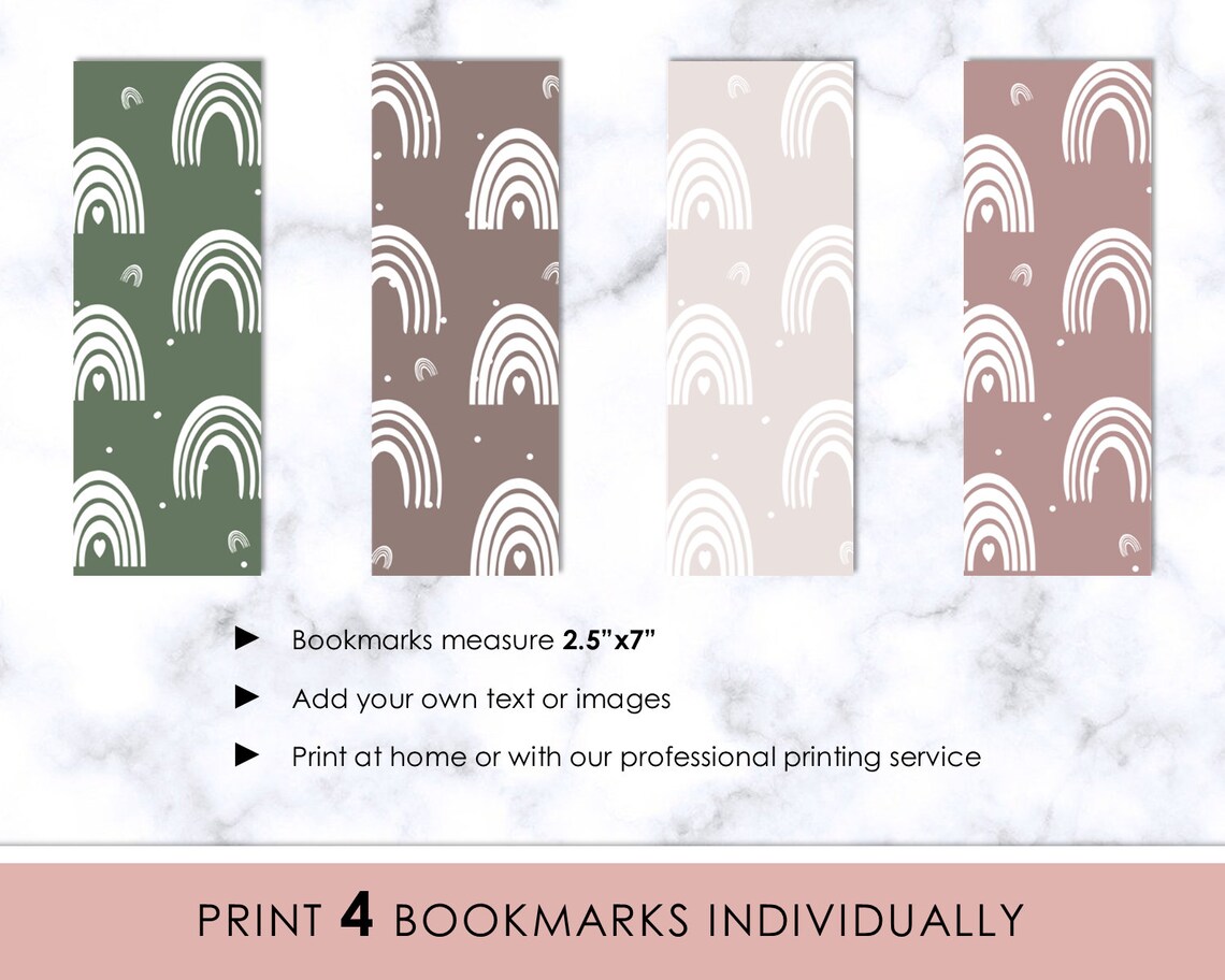 Boho Rainbow Editable Printable Bookmark Boho Bookmark - Etsy