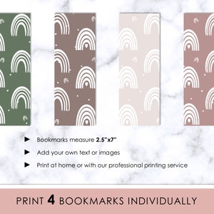 Boho Rainbow Editable Printable Bookmark, Boho Bookmark, Bookmark ...