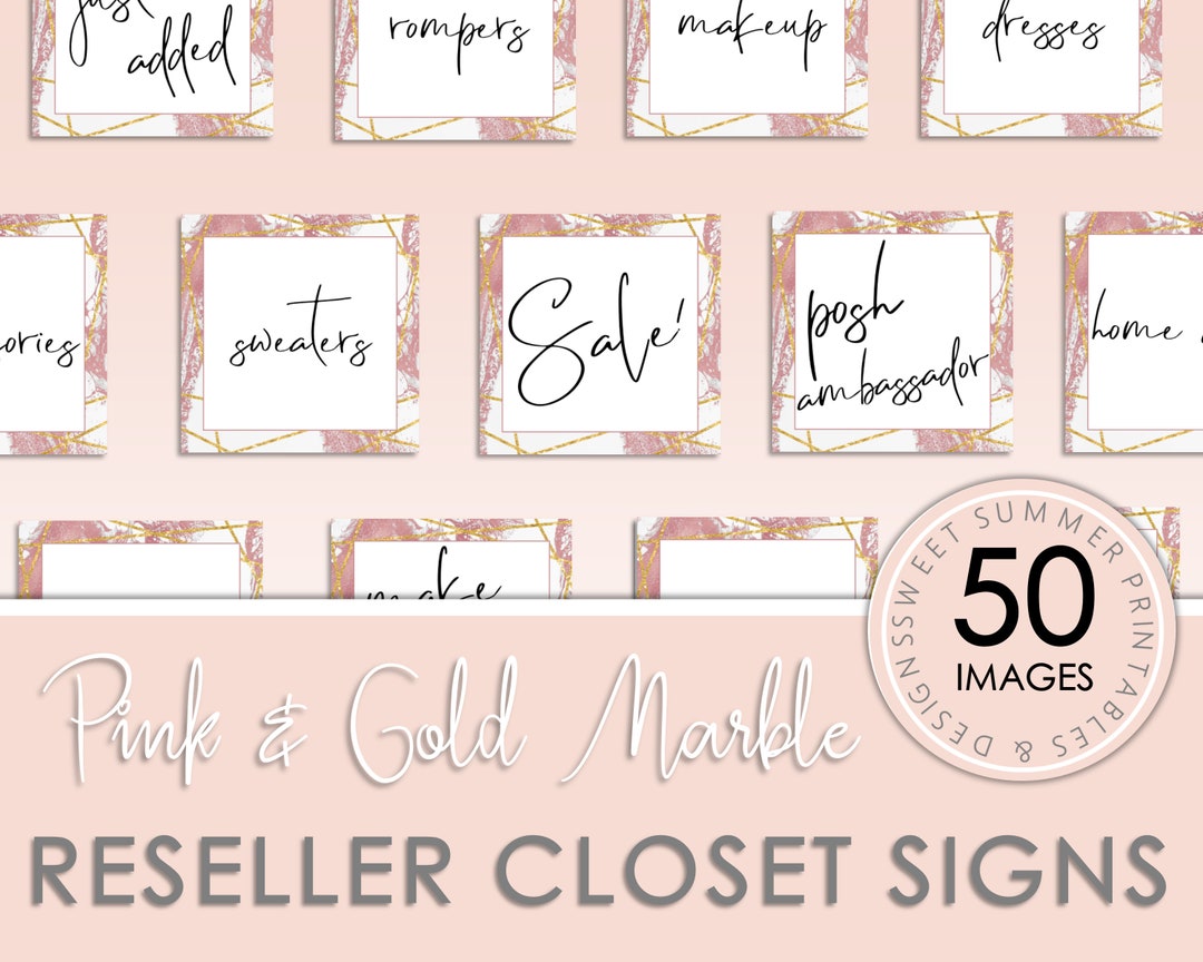 Fashion Boutique Reseller Closet Signs Pink and Gold Marble - Etsy
