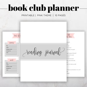 Reading Journal Printable, Book Club Planner Printable, Reading List ...