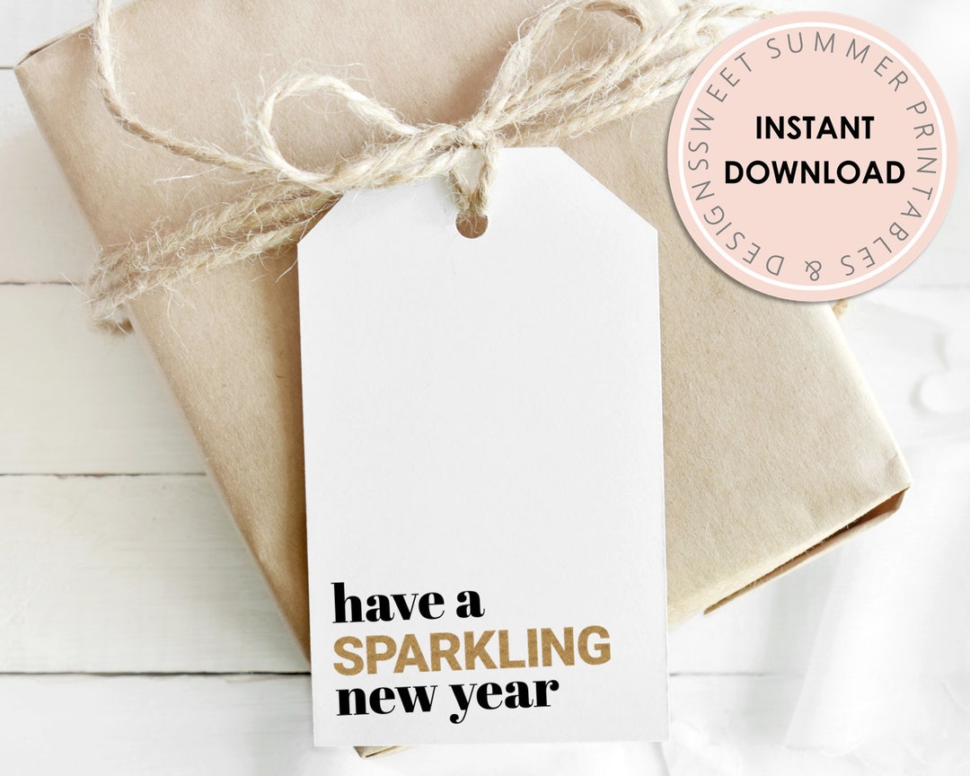 Gold Glitter Have A Sparkling New Year Tag Printable, New Year Tag ...