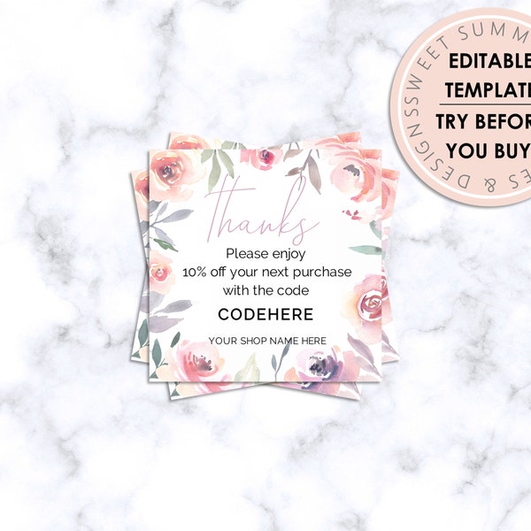 Thank You Coupon Cards - Etsy