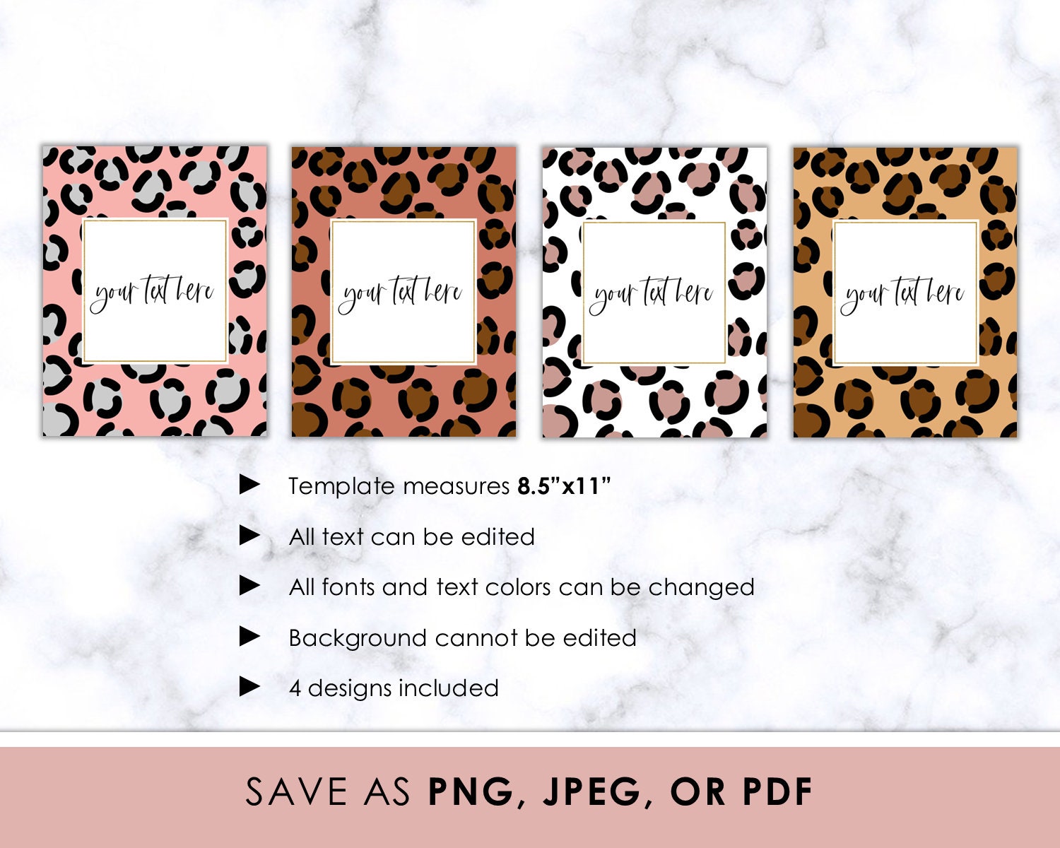 Leopard Editable Binder Covers Animal Print Template - Etsy