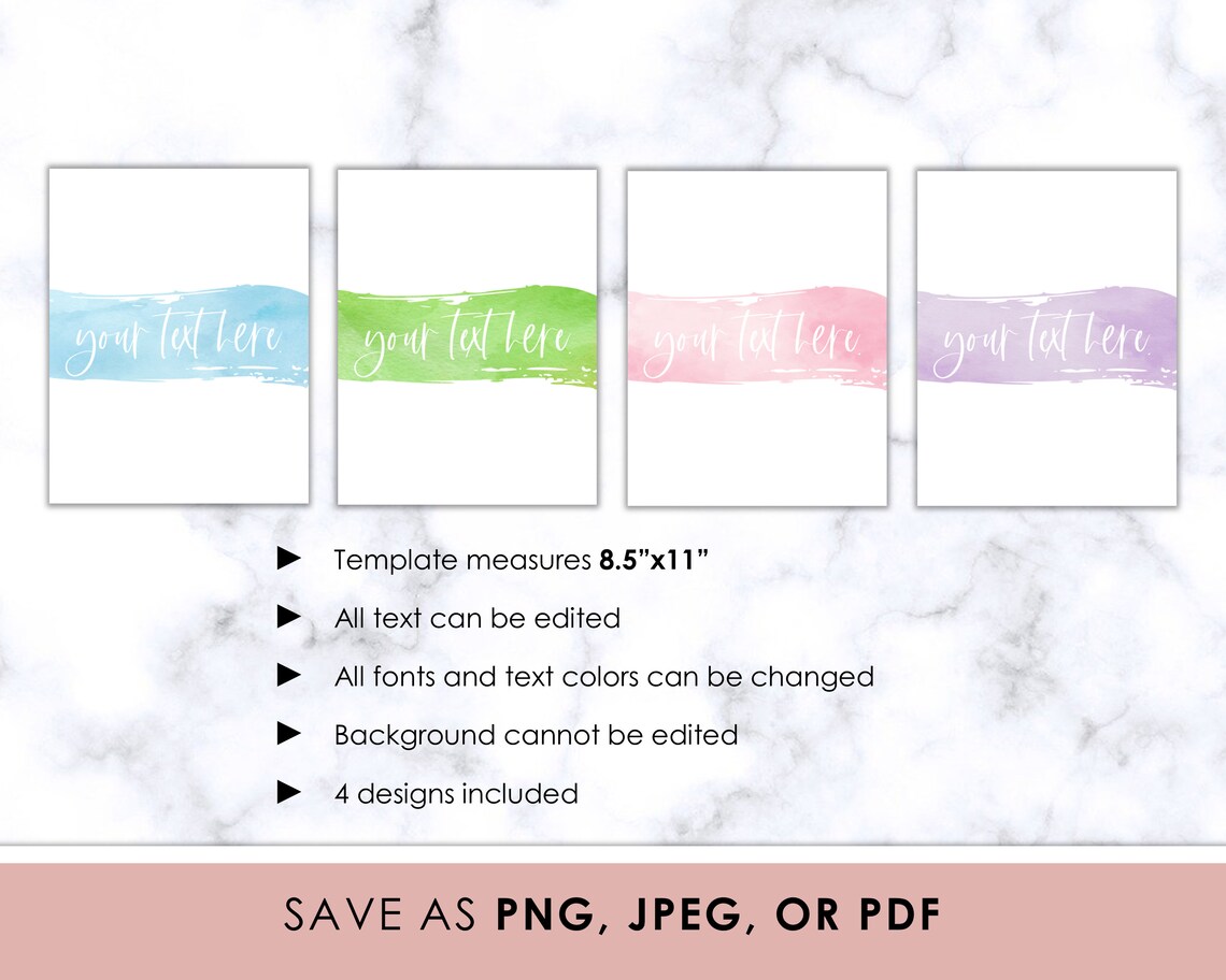 Watercolor Brush Stroke Editable Binder Covers, Editable Binder Cover ...