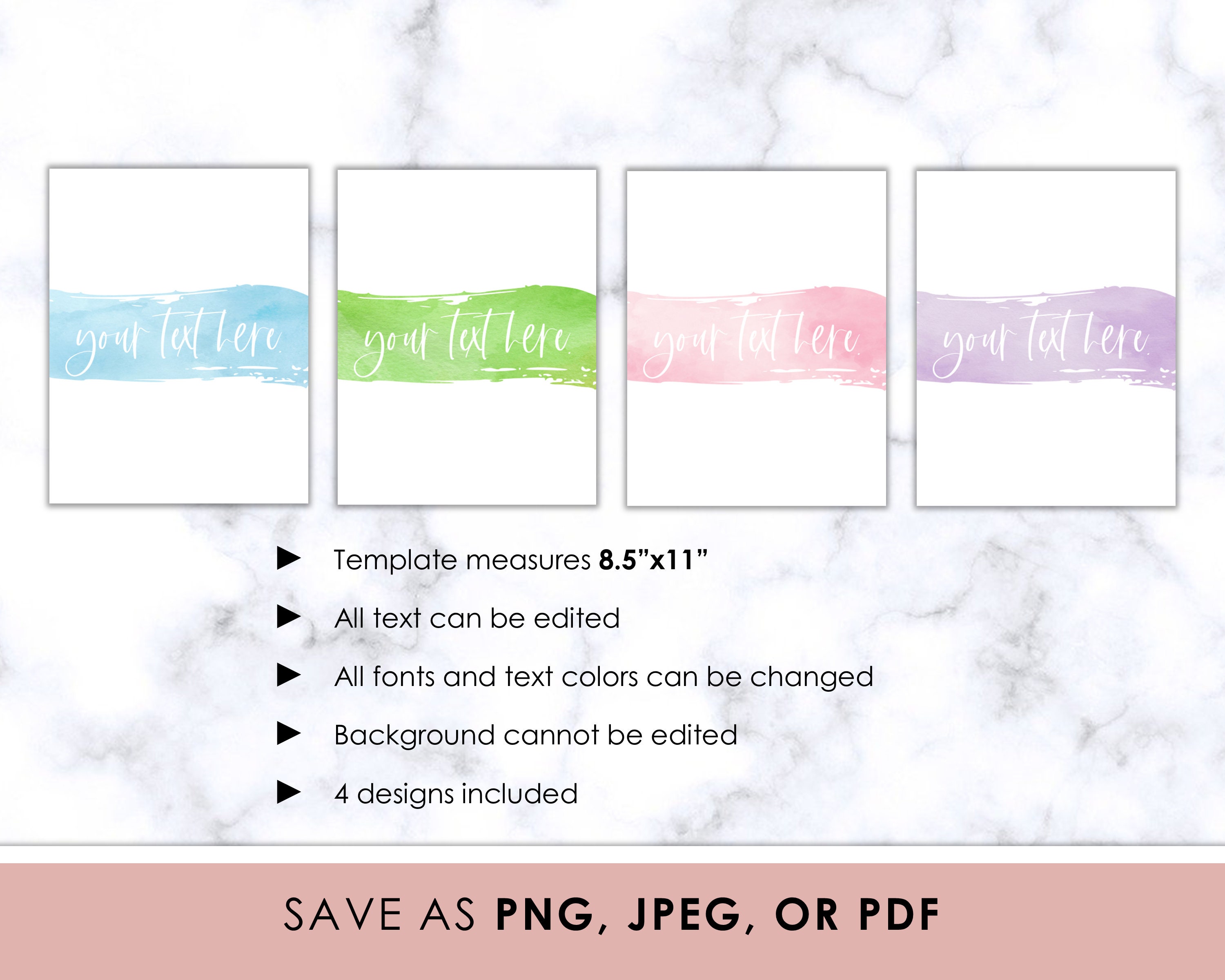 Watercolor Brush Stroke Editable Binder Covers, Editable Binder Cover ...