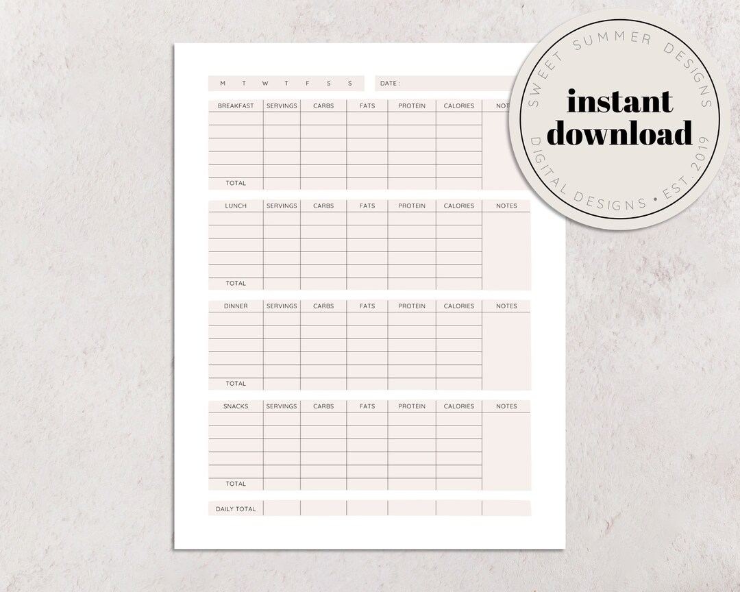 Calorie Tracker Printable, Fitness Planner Printable, Workout Planner ...