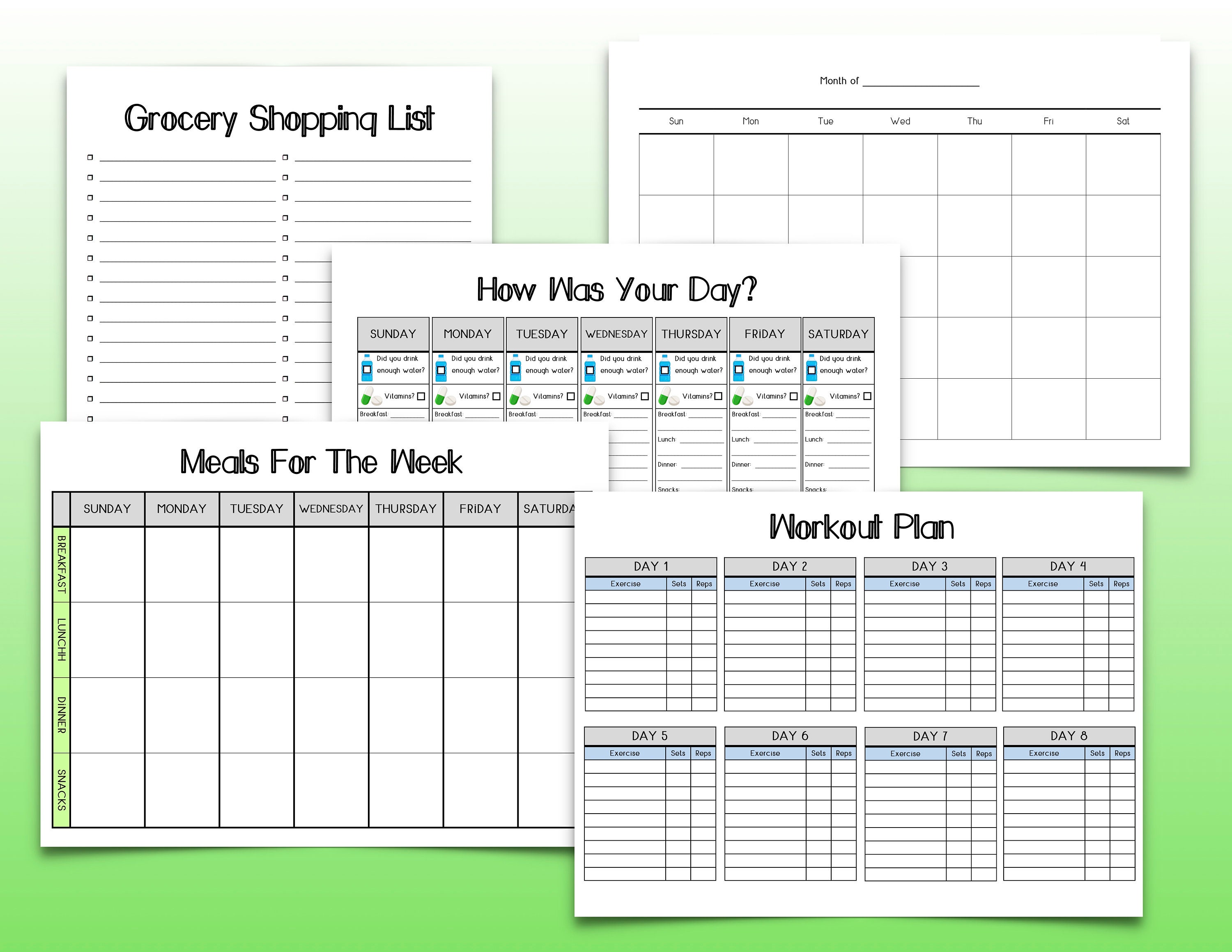 Fitness Planner Printable Workout Planner Printable Exercise | Etsy