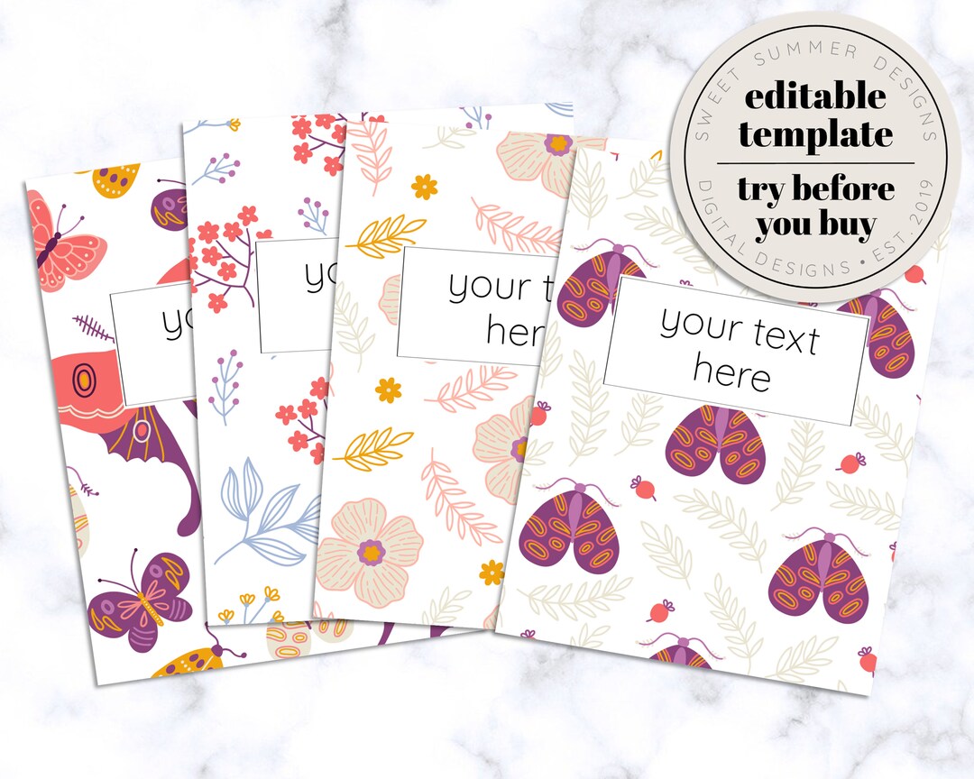 Sweet Butterfly Editable Binder Covers, Editable Binder Cover Template ...